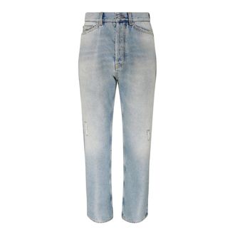 Palm Angels Monogramm Bestickte Lockere 5-Pocket-Jeans aus Denim - - Jeans - Herren - Blau - W32