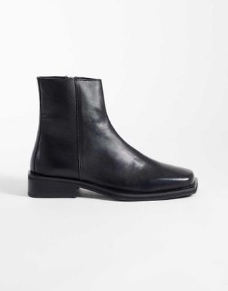 Asos Chelsea-Boots mit eckiger Spitze aus schwarzem Leder