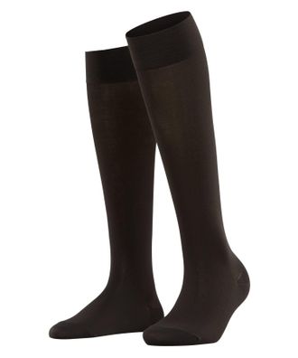Falke Damen Kniestrümpfe Cotton Touch W Kh Baumwolle lang einfarbig 1 Paar, Braun Dark Brown 5233, 35-38