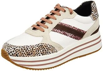 Geox Femme D Kency B Sneakers, Off White/Lt Taupe, 40 EU