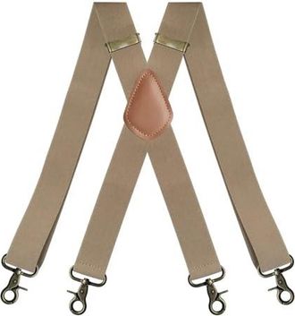 Generic Bretelles de type X 3,5 x 120 cm pour homme - 4 clips - Boucles &agrave; crochet - Sangle de r&eacute;glage &eacute;lastique pour pantalon masculin, beige, taille unique