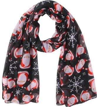 GFM Femme &Eacute;charpe Foulard imprim&eacute;e de No&euml;l (CHRISCF-2) (Snt-03-Kl-Noir)