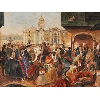 Fine Art Prints Juan Mauricio Rugendas Study For Limas Main Square Kunstdruck Leinwand Premium Wall Decor Poster Wandbild