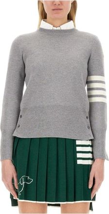 Thom Browne Pull en Laine Vierge - Femme - Pulls - Gris - Taille: 42 FR