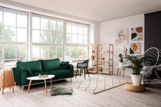 Norrwood home24 Sofa Nante 3-Sitzer Grün Samt Ravi 193 x 84 x 88cm Skandi