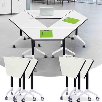 Generic Weißer tragbarer Konferenztisch mit feststellbaren Rollen, modernes Design für Meetings im Büro, platzsparend, leicht und einfach zu bewegen