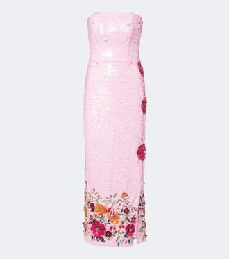 Costarellos Robe longue bustier Harlee &agrave; ornements