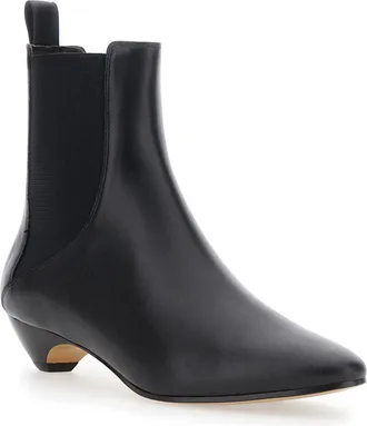 Le Monde Beryl Leather with Elastic Panels Ankle Boot - Black