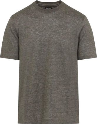 Ermenegildo Zegna Homme, Tops, Gris, Taille: S Oasi Lino T-Shirt