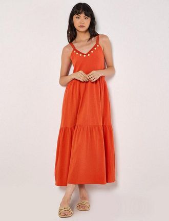 Apricot Midikleid Shell Detail Midaxi Dress mit Tr&auml;gern
