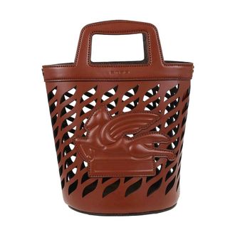 Etro Leder-Bucket Bag mit Metallf&uuml;&szlig;en - - Bags - Damen - Braun - ONE SIZE