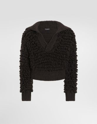 Dolce & Gabbana Pullover Aus Wolle In Pelzoptik - Mann Strickwaren Braun Xs