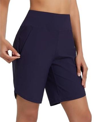 Baleaf Short de Bain Long pour Femme avec Poches zipp&eacute;es &agrave; s&eacute;chage Rapide, Poches zipp&eacute;es 22,9 cm Bleu lac Profond XXL