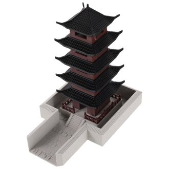 OSALADI F&uuml;nfst&ouml;ckiges Mini-Pagodenmodell aus stabilem Material, Filigrane chinesische Architekturstatue, vielseitige Dekoration f&uuml;r Bonsai, Aquarium und Garte