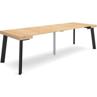 Skraut Home Skraut Home - Table console extensible, Console meuble, 260, Pour 12 personnes, Pieds en bois, Style moderne, Ch&ecirc;ne