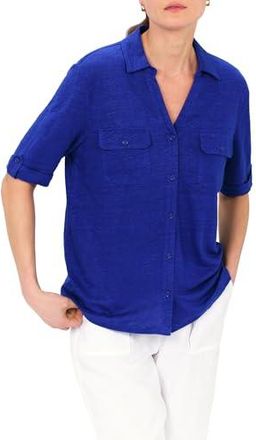 Caroll Tshirt Coupe Chemise 100% Lin Azur M