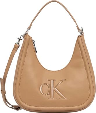 Calvin Klein Femme, Sacs, Beige, Taille: ONE Size Bold CK Small Crescent Bag