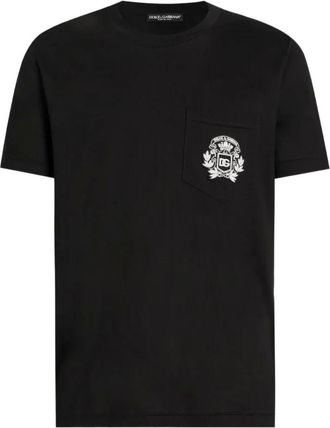 Dolce & Gabbana Homme, Tops, Noir, Taille: L T-shirt &agrave; poche brod&eacute;e