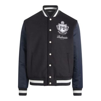 Balmain Homme, Vestes, Noir, Taille: XS Veste universitaire brod&eacute;e
