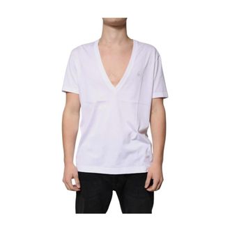 Dolce & Gabbana Klassisches Baumwoll-T-Shirt mit Rundhalsausschnitt - - Tops - Herren - Wei&szlig; - XL