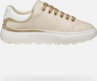 Geox Schuhe Spherica Ec4.1 Dame Off-white/hellgold