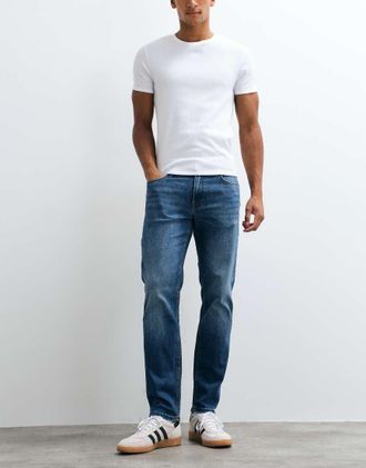 Jack & Jones Clark jean droit d&eacute;lav&eacute; bleu moyen