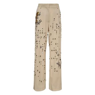 Dries Van Noten Femme, Pantalons, Beige, Taille: 40 FR Paxy Embellished Wide Pantalons
