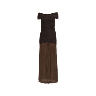 Balmain Off The Shoulder Light Knit Dress - - Dresses - Damen - Braun - M