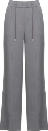 PESERICO Femme, Pantalons, Gris, Taille: 38 FR Pantalon large taille haute en lin