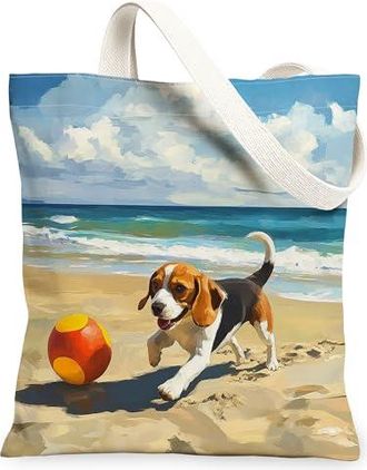 Generic Summer Airedale Terrier Sac fourre-tout en toile pour faire du shopping, 33 x 38,1 cm, sac d&eacute;picerie r&eacute;utilisable pour femme, motif animal de compagni