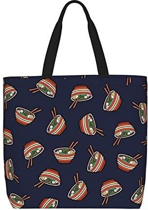 Generic Sac Fourre-Tout Mod&egrave;le De Soupe De Nouilles Ramen Sac Cabas Avec Poign&eacute;es Pliable Sacs En Toile, Pour &Eacute;cole, Shopping, Filles, Femmes