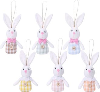 Generico Niedlicher Hasenbaum aus Pl&uuml;sch - 6 x niedlicher Baum-Hase f&uuml;r Ostern mit Schleifen | vielseitige Weihnachtsdekoration mit -Design, Osterschmuck f&uuml;r B