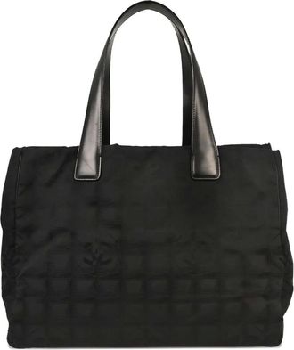 Chanel 2005-2006 Travel Line Jacquard-Tote Bag - Schwarz