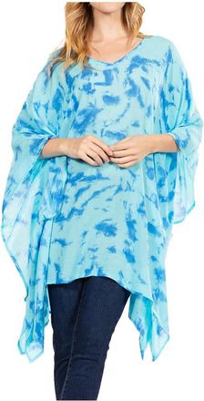 Sakkas 1745 - Adalwin Desert Sun Lightweight Circle Ponch Tunic Top Bluse W/Stickerei - 36-T&uuml;rkis - OS