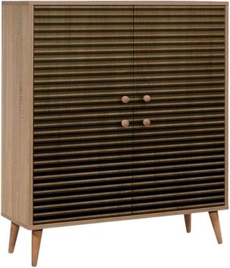 Dmora Kommode Canopo, Wohnzimmerbuffet, Wohnzimmer-Sideboard, Moderne K&uuml;chen-Speisekammer, 95x36h111 cm, Eiche, mit verst&auml;rkter Verpackung - Dmora