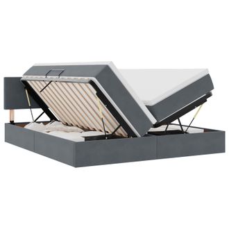 vidaXL Letto Con Contenitore Led E Materasso Grigio Scuro 200 X 200 Cm Vidaxl