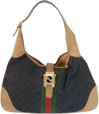 Gucci Sac bandouli&egrave;re en toile GG en cuir Pre-owned - Femme - Pre-owned - Noir - Taille: ONE Size