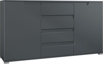 Vladon Sideboard Sylt V1, Kommode mit 2 Türen und 4 Schubladen, Korpus - Anthrazit matt/Front und Absetzung - Anthrazit matt (138,5 x 75,5 x 35 cm)