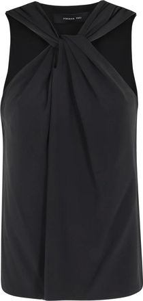 Federica Tosi Femme, Tops, Noir, Taille: 34 FR Top nodo incrociato crepe de chine