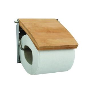 MSV 140396 Toilettenpapierhalter Klorollenhalter Bambus/Edelstahl, 13.4 x 2.2 x 11 cm