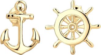 Elli Ohrringe Damen Anker Steuerrad Maritim Meer in 925 Sterling Silber vergoldet
