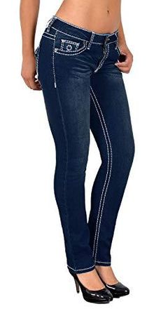 ESRA Jean Femme Droit Jeans à Couture épaisse Grandes Tailles Jean différentes Couleurs J540