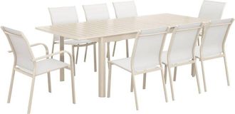 Sweeek Ausziehbarer Gartentisch, 6 St&uuml;hle, 2 Sessel aus Aluminium und Textilene