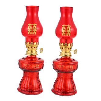 Garneck Rote &Ouml;llampe 2 St&uuml;ck Petroleumlampe mit Winddichter Glasabdeckung Temperaturbest&auml;ndig f&uuml;r Hochzeit und Hausbeleuchtung