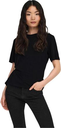 Only Only, Femme, Tops, Noir, Taille: 38 FR T-shirt &agrave; Manches Courtes et Col Rond