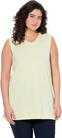 Ulla Popken Femme Grandes Tailles Haut, Top Basic, d&eacute;bardeur, col V, Coupe d&eacute;contract&eacute;e Pistache 50+ 531122407-50+