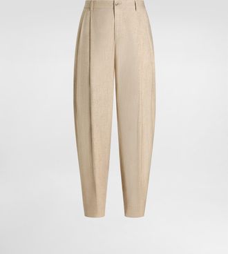 Dolce & Gabbana Hemp And Silk Trousers With Tweed Effect - Mann Collection Beige 58