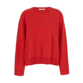 Soft Goat Boyfriend Crewneck Pullover - - Knitwear - Damen - Rot - S