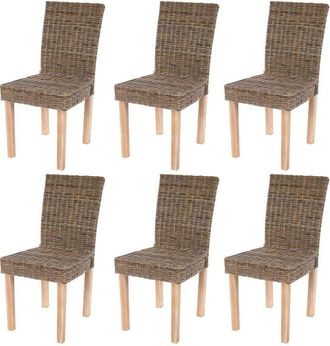 Hhg [JAMAIS UTILIS&Eacute;] Lot de 6 chaises de salle &agrave; manger Littau, chaise en osier, chaise de cuisine, rotin Kubu