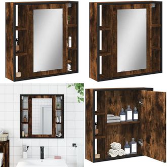 vidaXL Vidaxl - Bad-Spiegelschrank R&auml;uchereiche 60x16x60 cm Holzwerkstoff - Badezimmerspiegel - Holz Spiegelschrank - Spiegelschrank Wandmontage - Kleiner